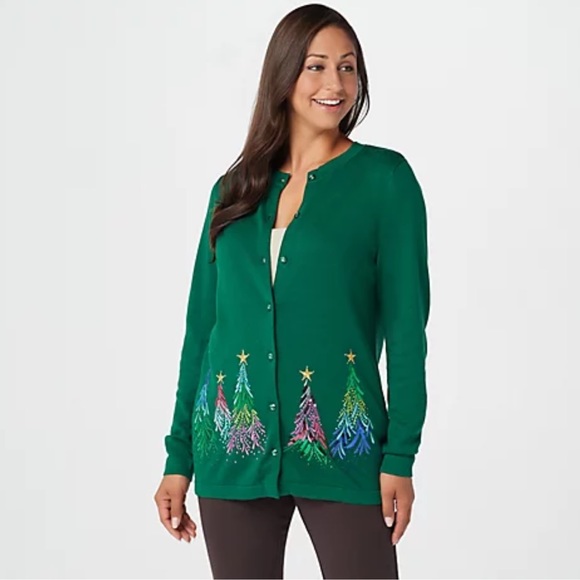 Quacker Factory | Sweaters | Quacker Factory Winter Christmas Trees ...